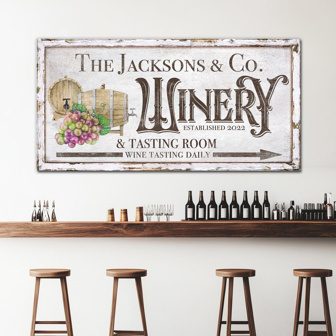Custom Winery Sign, Wine Maker Sign, Custom Family Last Name Decor ...
