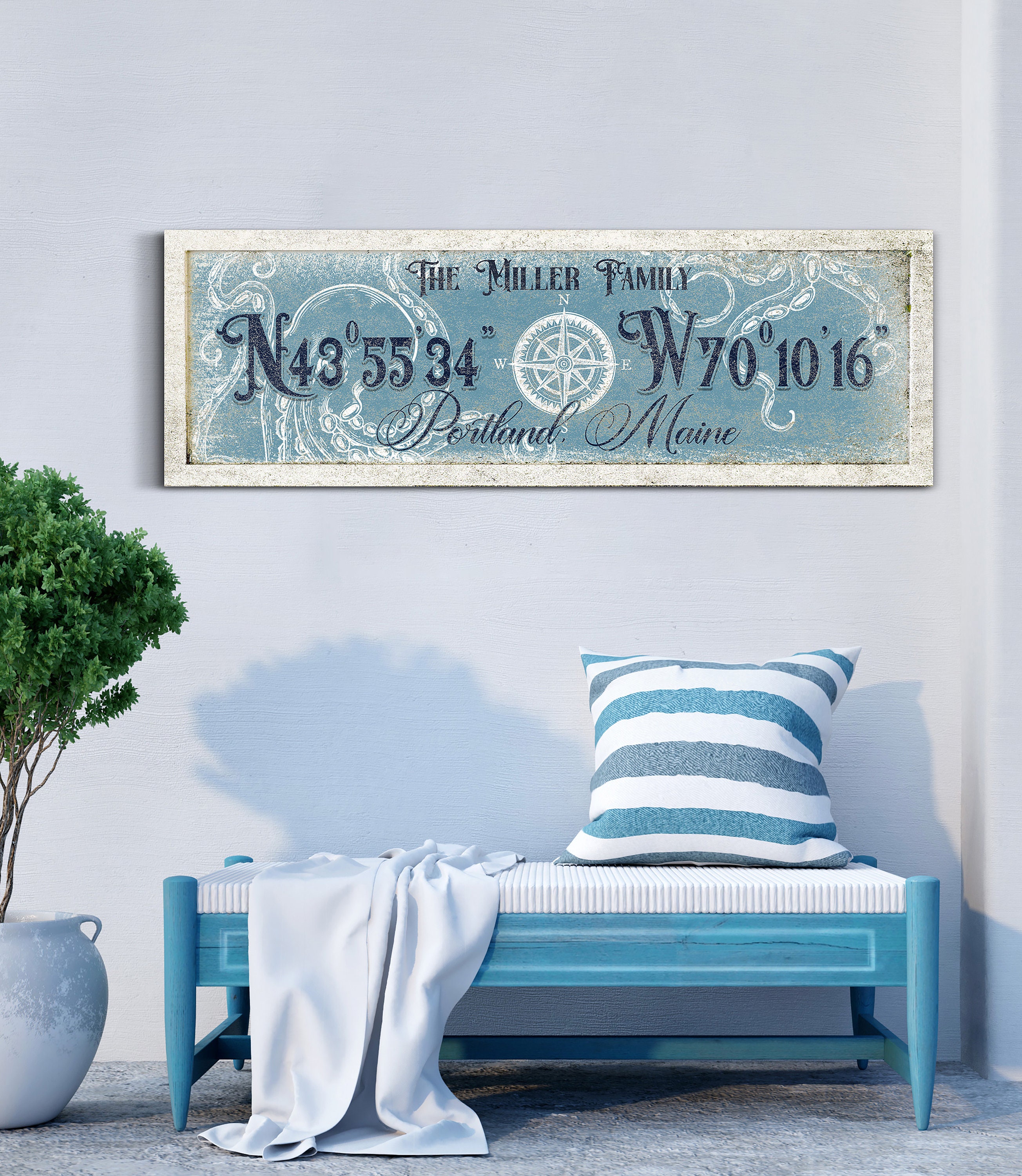 Custom Coordinates Canvas Art, Personalized Latitude Longitude Canvas ...