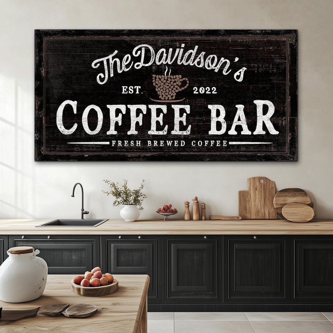 Personalized Coffee Bar Sign, Cafe Sign, Coffee Shop Decor, Kitchen ...