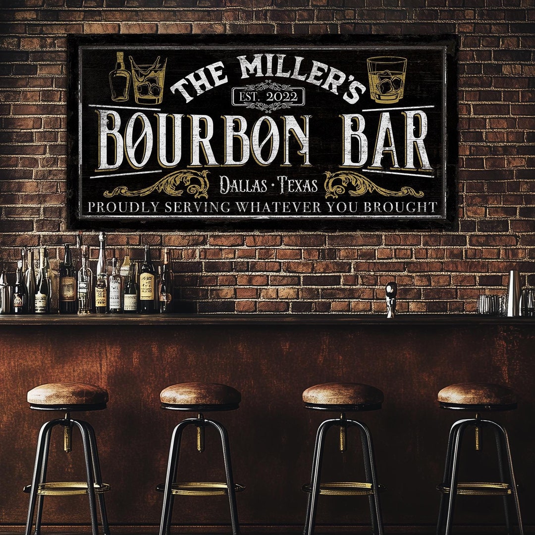 Customized Bourbon Bar Sign, Bar & Lounge Sign, Family Name Sign, Man ...