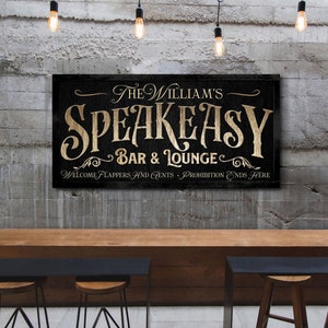 Personalized Speakeasy Bar & Lounge Sign, Rustic Man Cave Garage ...