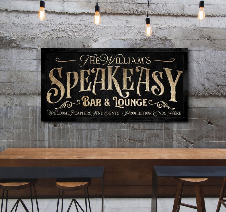 Personalized Speakeasy Bar & Lounge Sign, Rustic Man Cave Garage ...