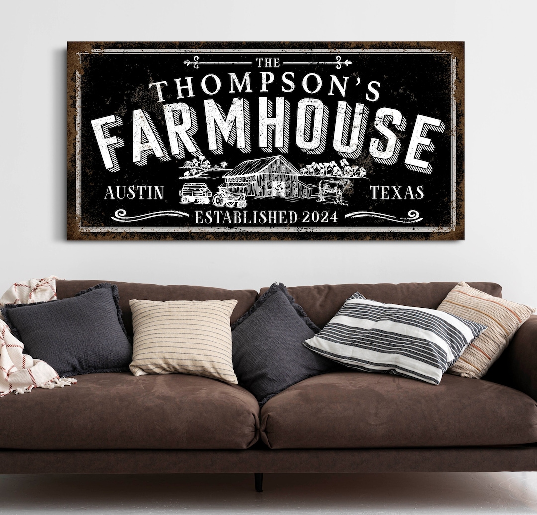 Custom Farmhouse Wall Art, Personalized Homestead Sign, Rustic Farm ...