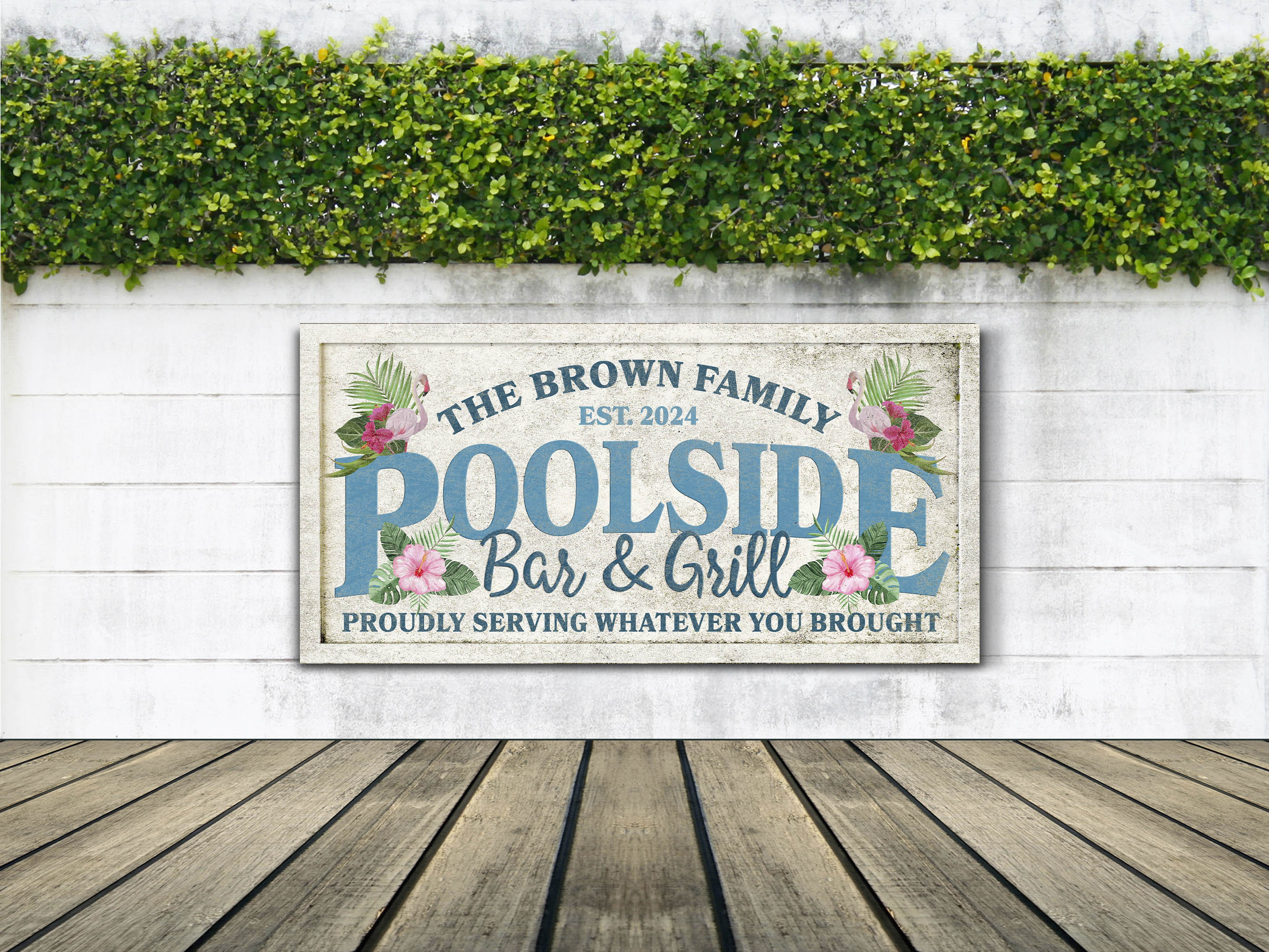 Personalized Poolside Bar and Grill Sign, Personalized Backyard Pool ...