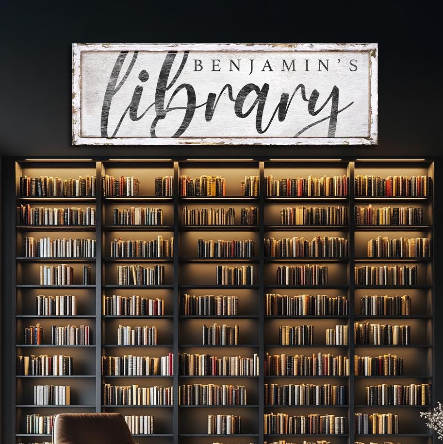 Custom Library Sign, Custom Name Sign, Library Decoration Reading ...