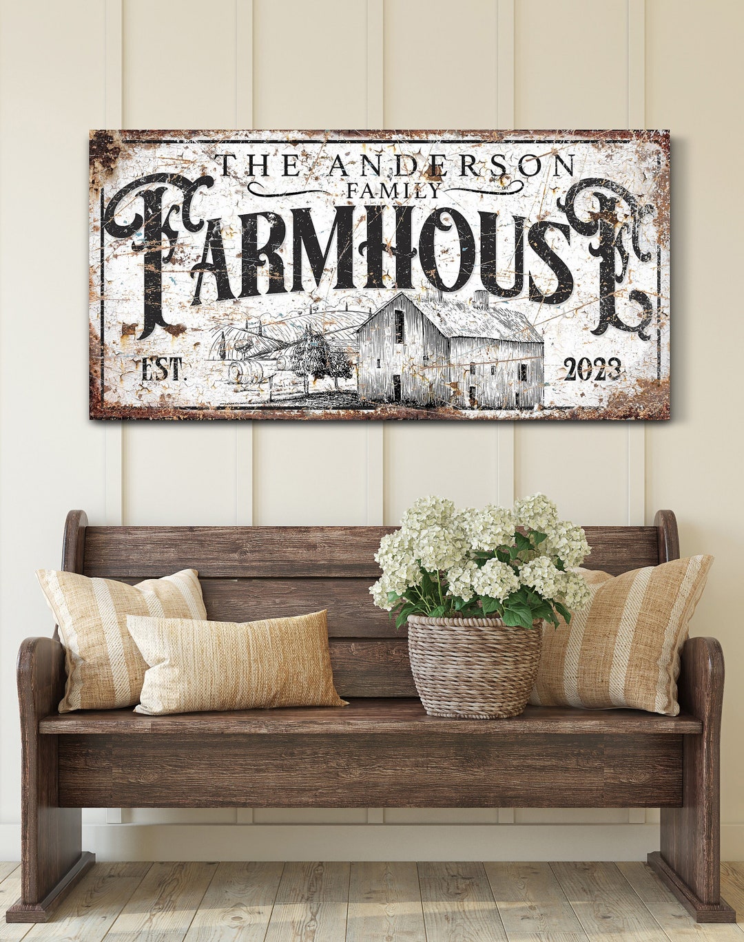 Personalized Farmhouse Canvas Art, Custom Family Farm Canvas Decor ...