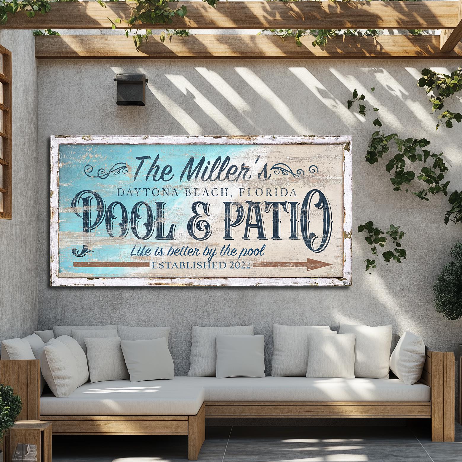 Custom Pool and Patio Sign With Family Name, Outside Wall Sign ...