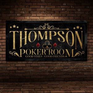 Custom Poker Room Sign, Rustic Game Room Decor, Poker Decor, Lounge Bar ...