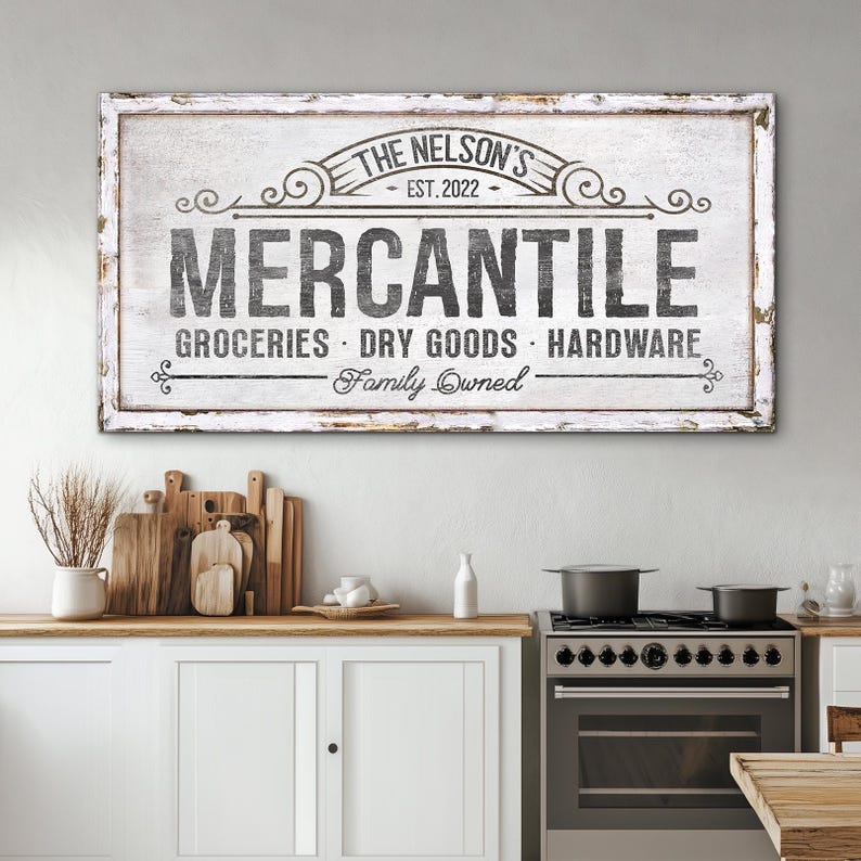 Custom Mercantile Store Sign, General Store Decor, Personalized Family ...