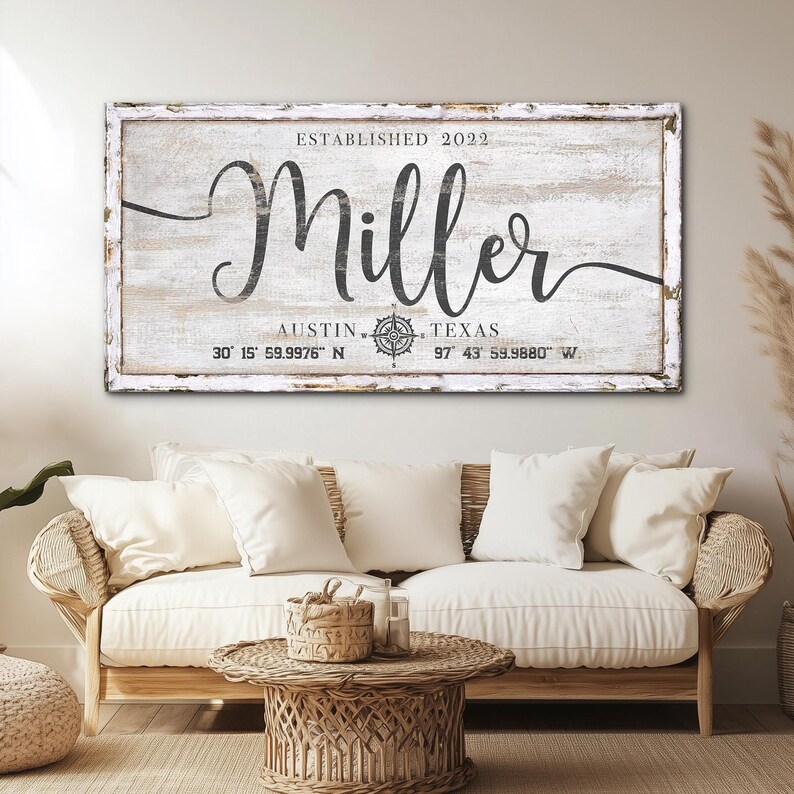 Custom Last Name Sign, Established Date, Personalized City State Sign ...
