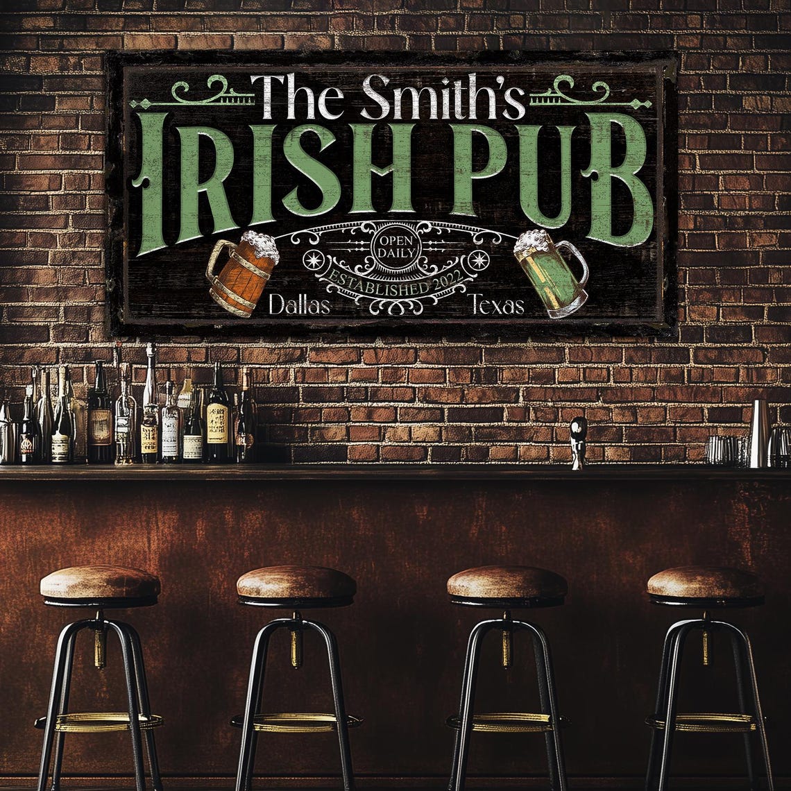 Personalized Irish Pub Sign, Vintage Home Pub Wall Decor, Custom Resto ...
