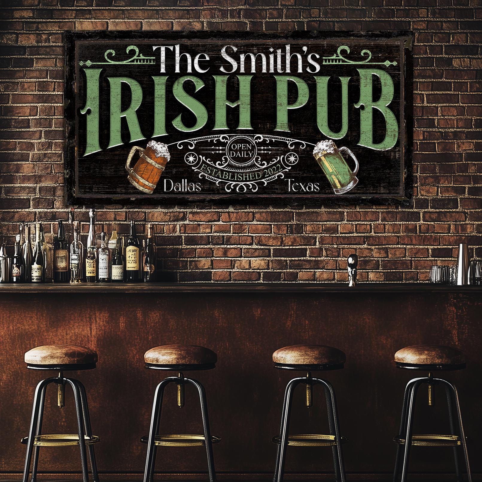 Personalized Irish Pub Sign, Vintage Home Pub Wall Decor, Custom Resto ...