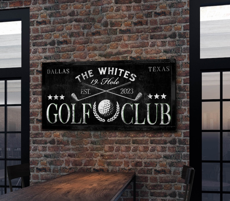 Personalized 19th Hole Golf Club Sign, Custom Golf Team Wall Art ...