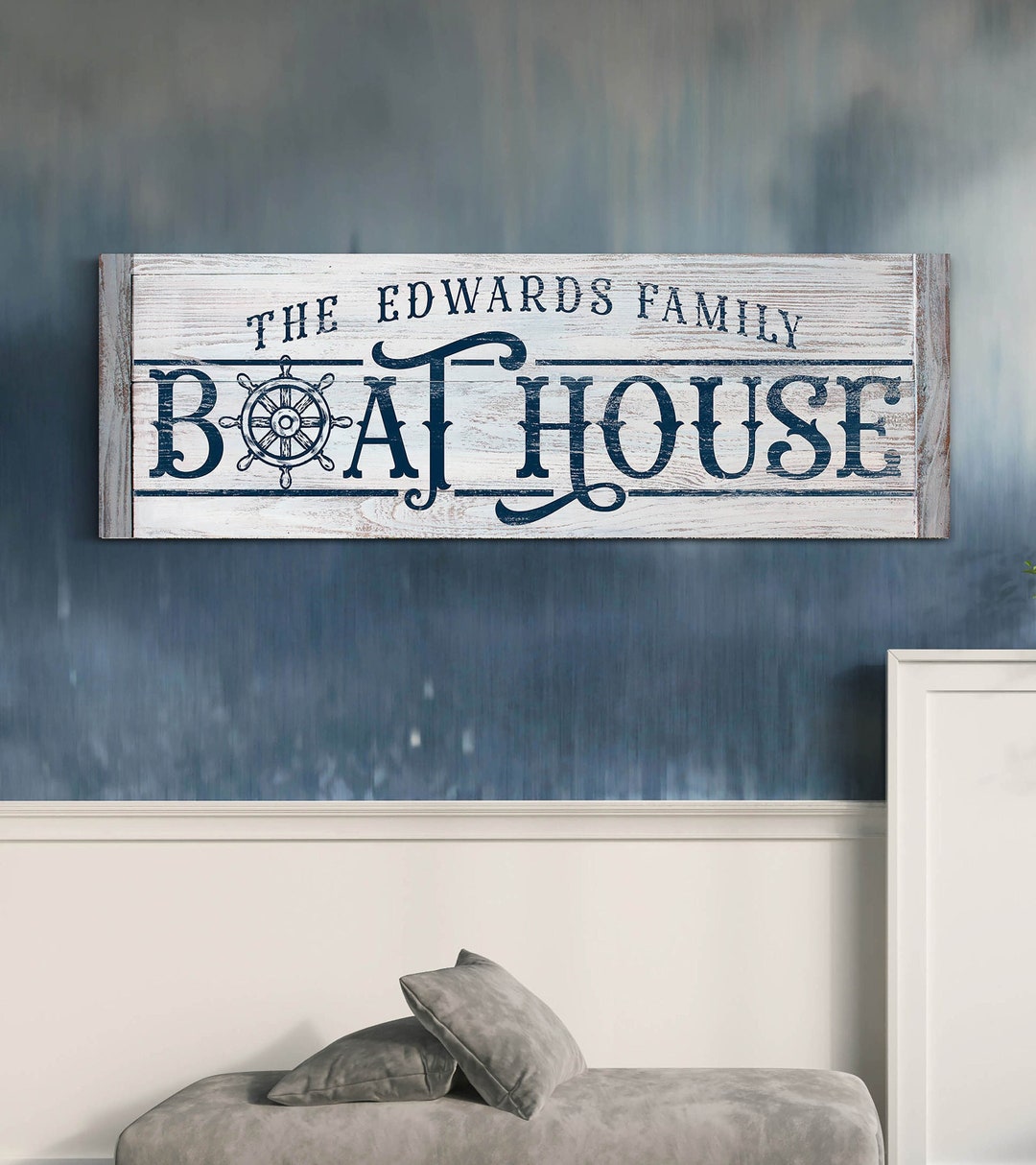 Personalized Boat House Sign, Custom Beach House Wall Art With Family ...