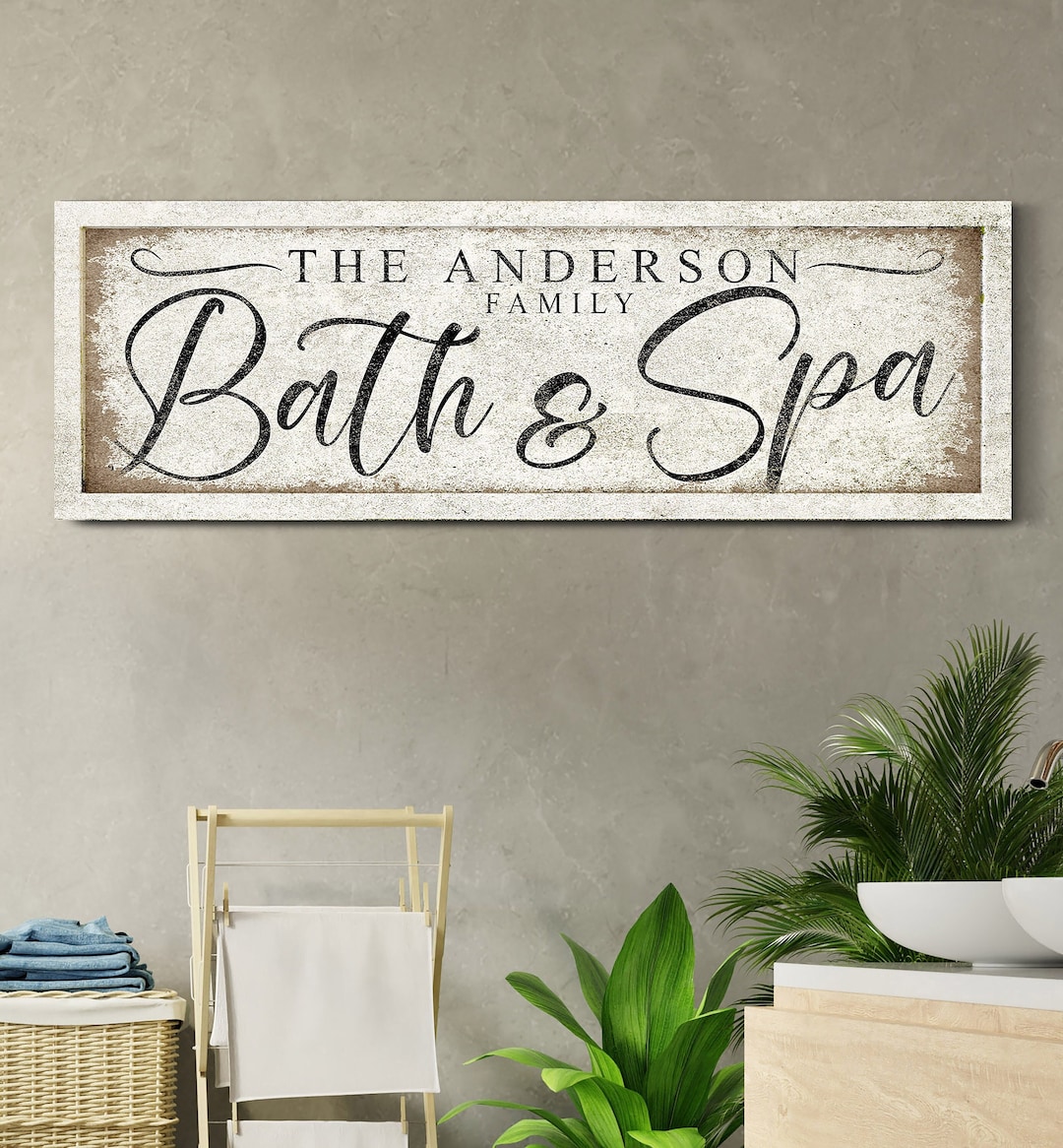 Custom Bath & Spa Sign, Personalized Bath House Canvas Art, Bathroom ...