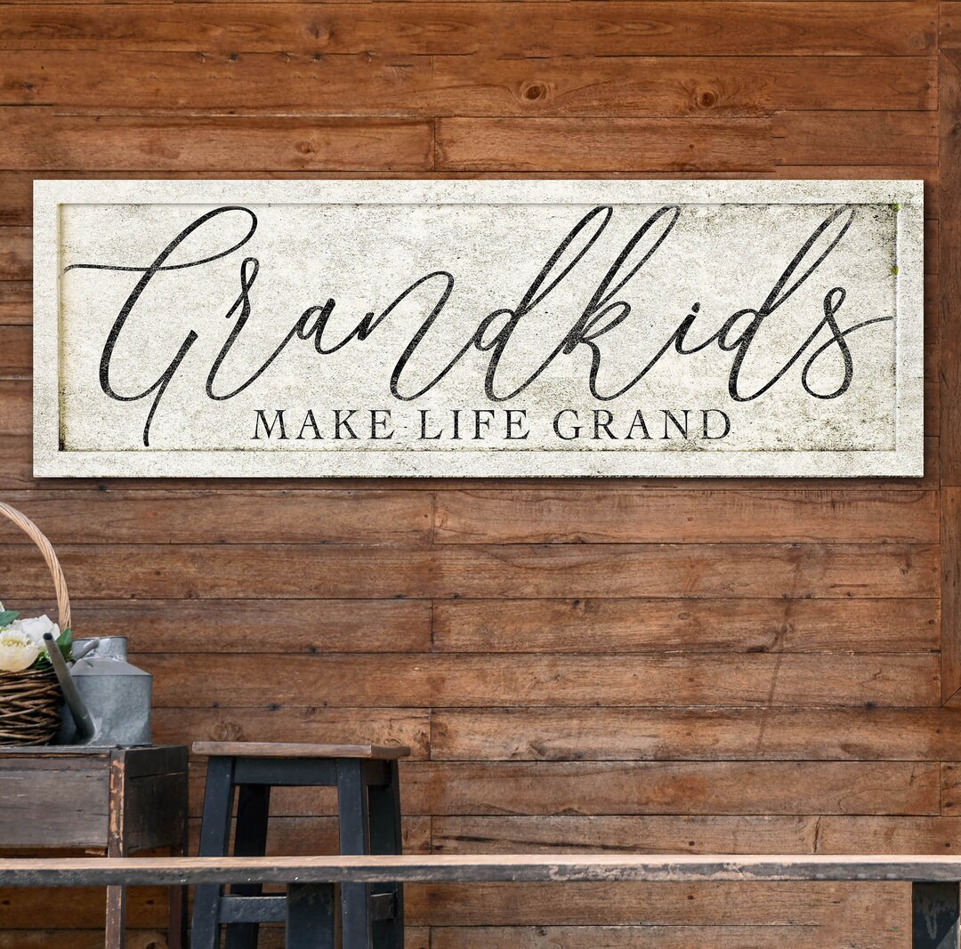 Grandkids Make Life Grand Sign, Gift for Grandparents, Grandchildren ...