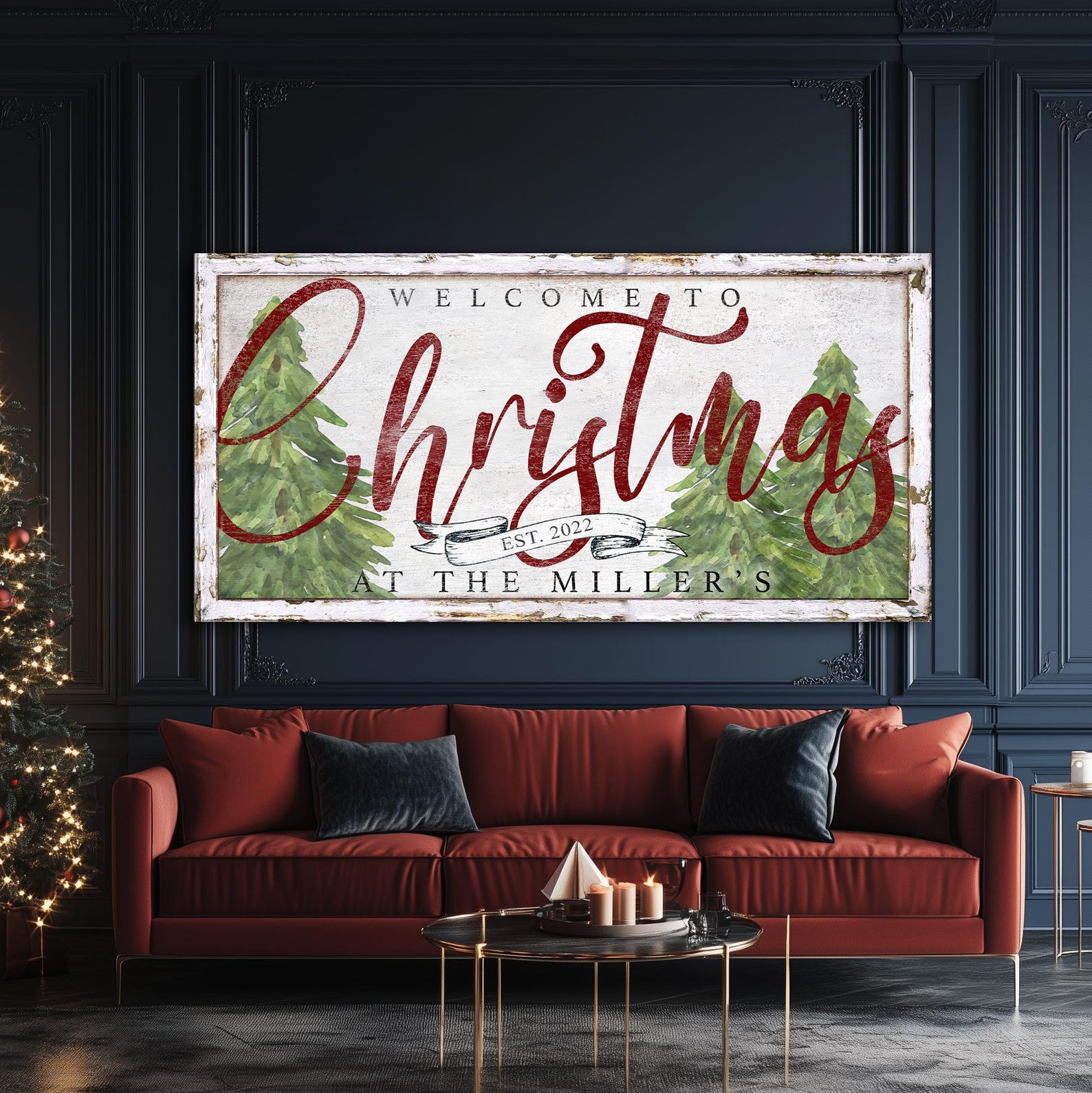 Custom Welcome to Christmas, Family Name Sign, Personalized Modern ...