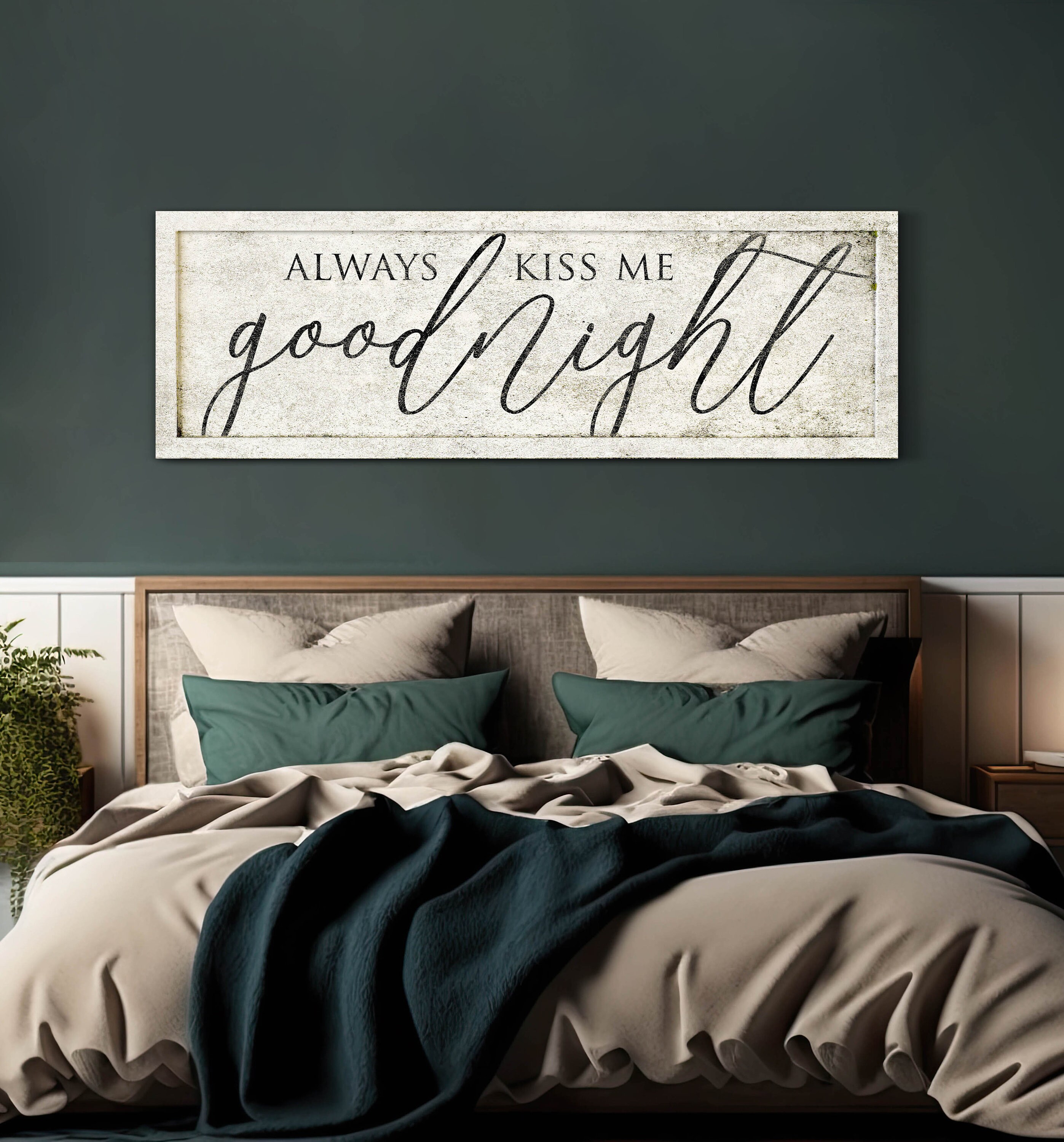 Always Kiss Me Goodnight Sign, Master Bedroom Wall Art, Love Quote ...
