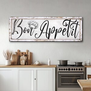 Bon Appetite Sign, Vintage Kitchen Wall Art, Dining Room Sign, Above ...