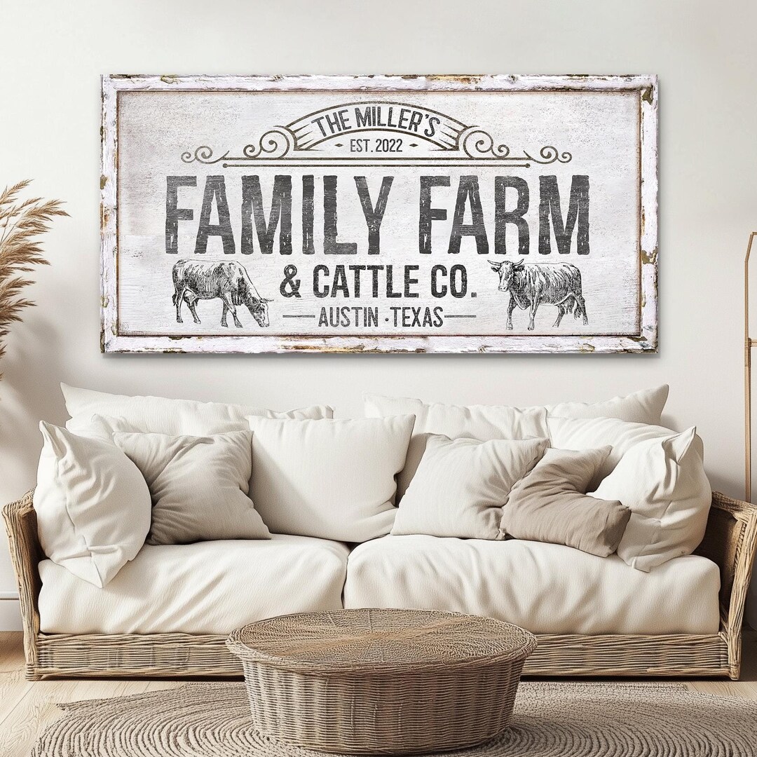 Personalized Family Farm and Cattle Co. Sign, Homestead Decor, Est ...