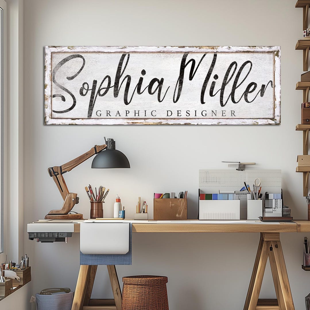 Personalized Name and Occupation Sign, Custom Vintage Office Wall Decor ...
