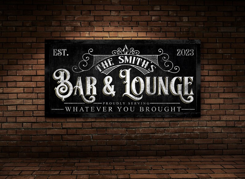 Custom Bar and Lounge Sign, Personalized Bar Canvas Art, Home Bar and ...