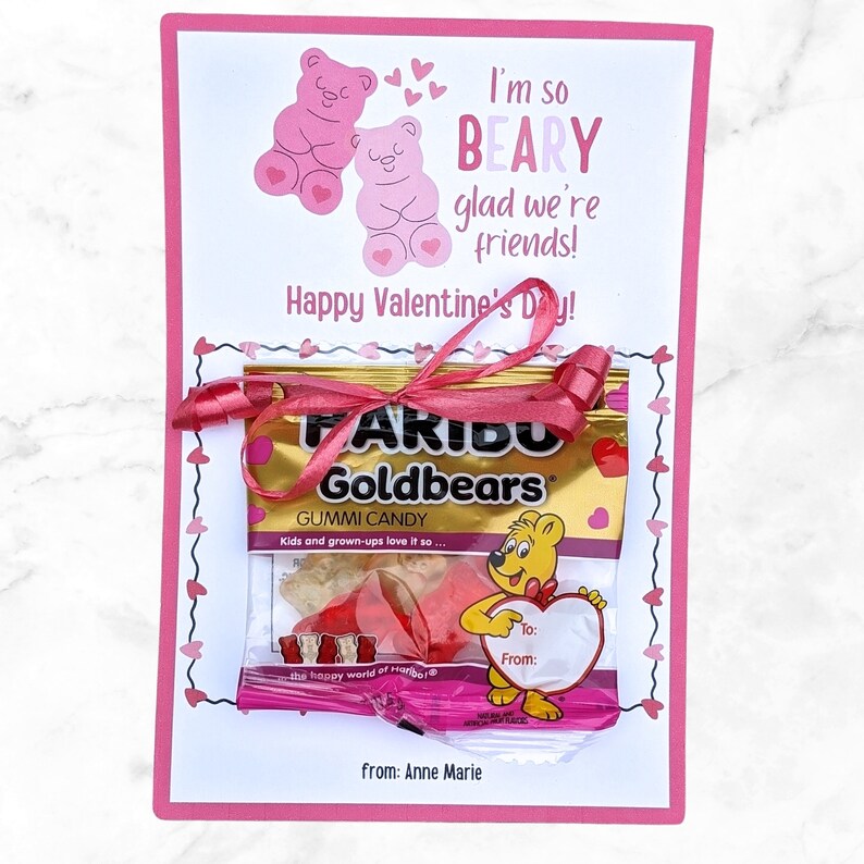 Gummy Bear Valentine Printable Card for Kids Classroom Exchange Gift ...