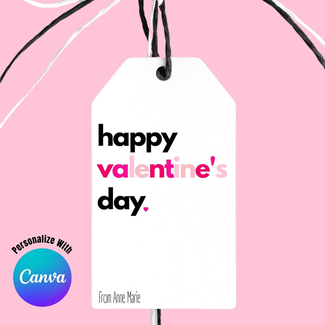 Minimalist Printable Editable Happy Valentine's Day Gift Tag | DIY ...