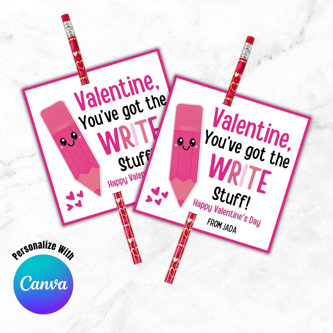 Write Valentine Printable Printable School Classroom Exchange Pencil ...