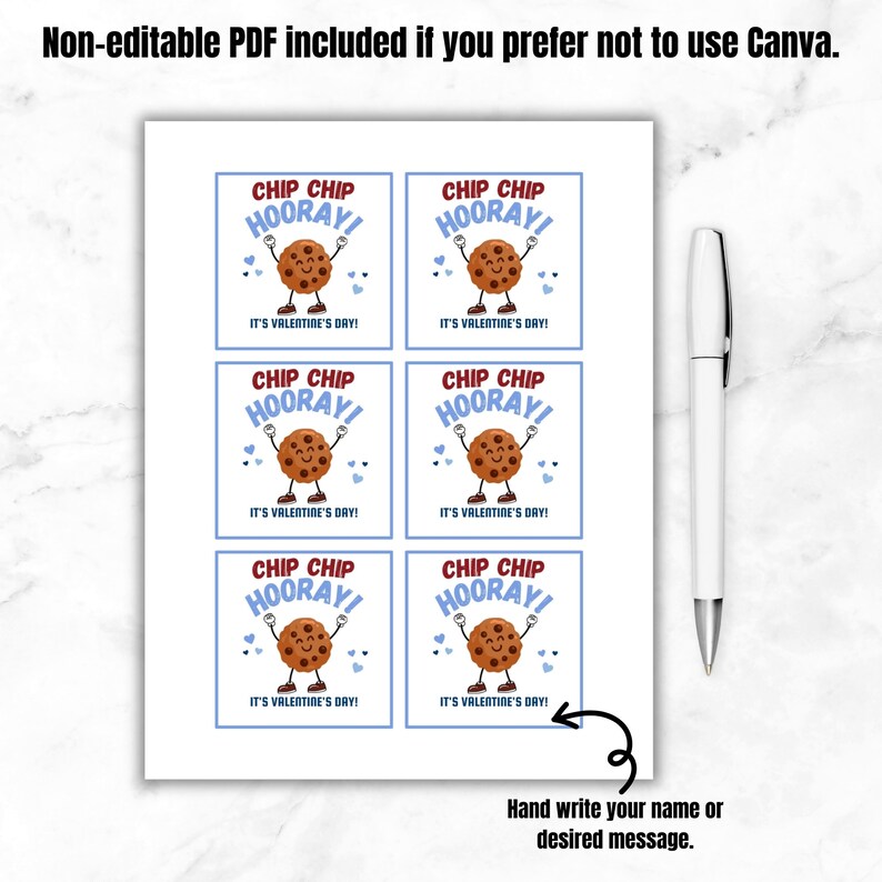 Valentine Printable Cards for Kids Cookie Tag School Classroom Exchange ...