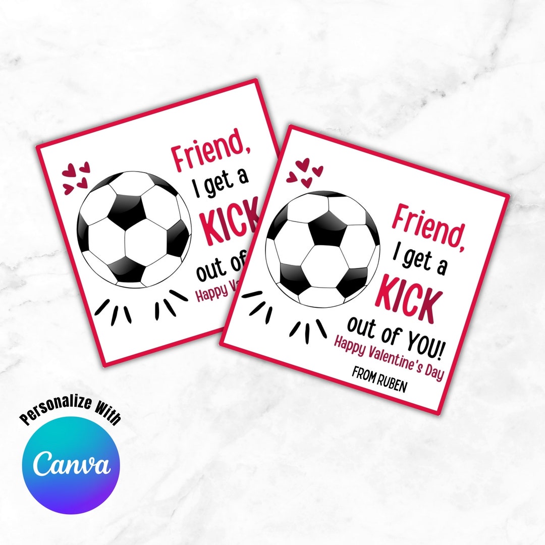 Soccer Valentines Day Cards for Kids Printable Classroom Exchange Gift ...