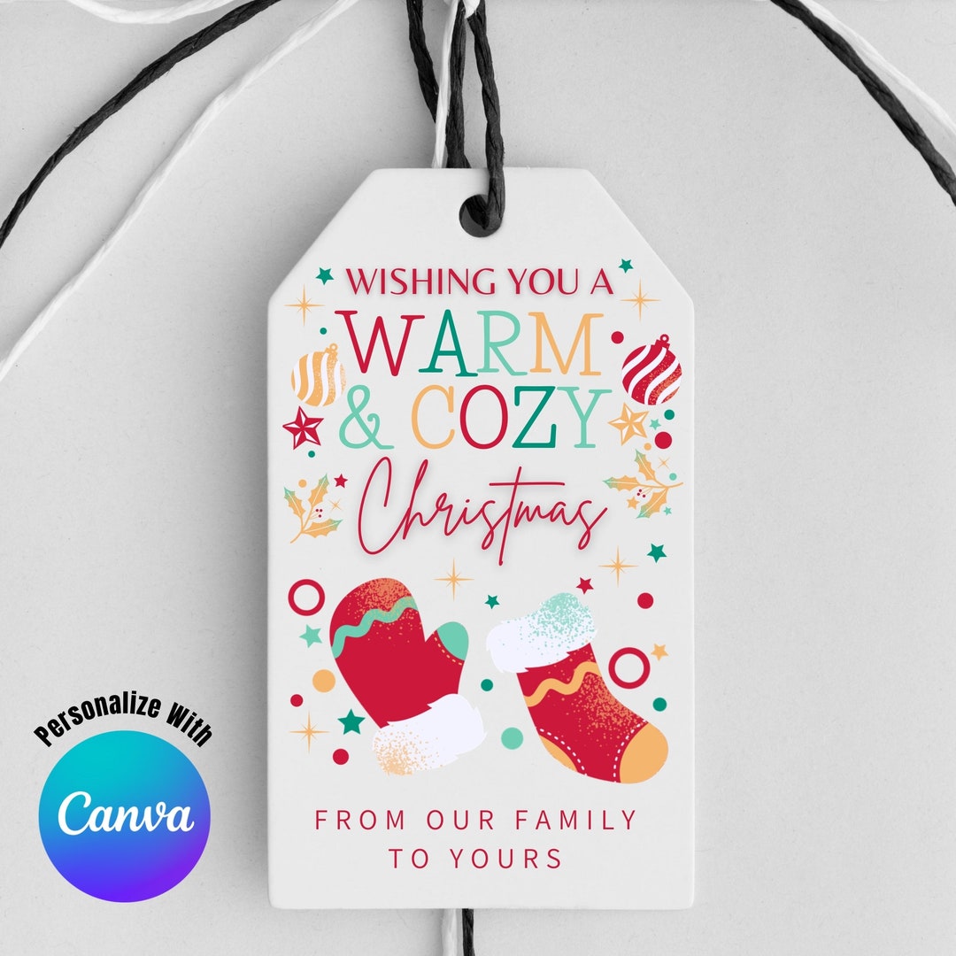 Printable Warm and Cozy Christmas Gift Tag Holiday Secret Santa Party ...