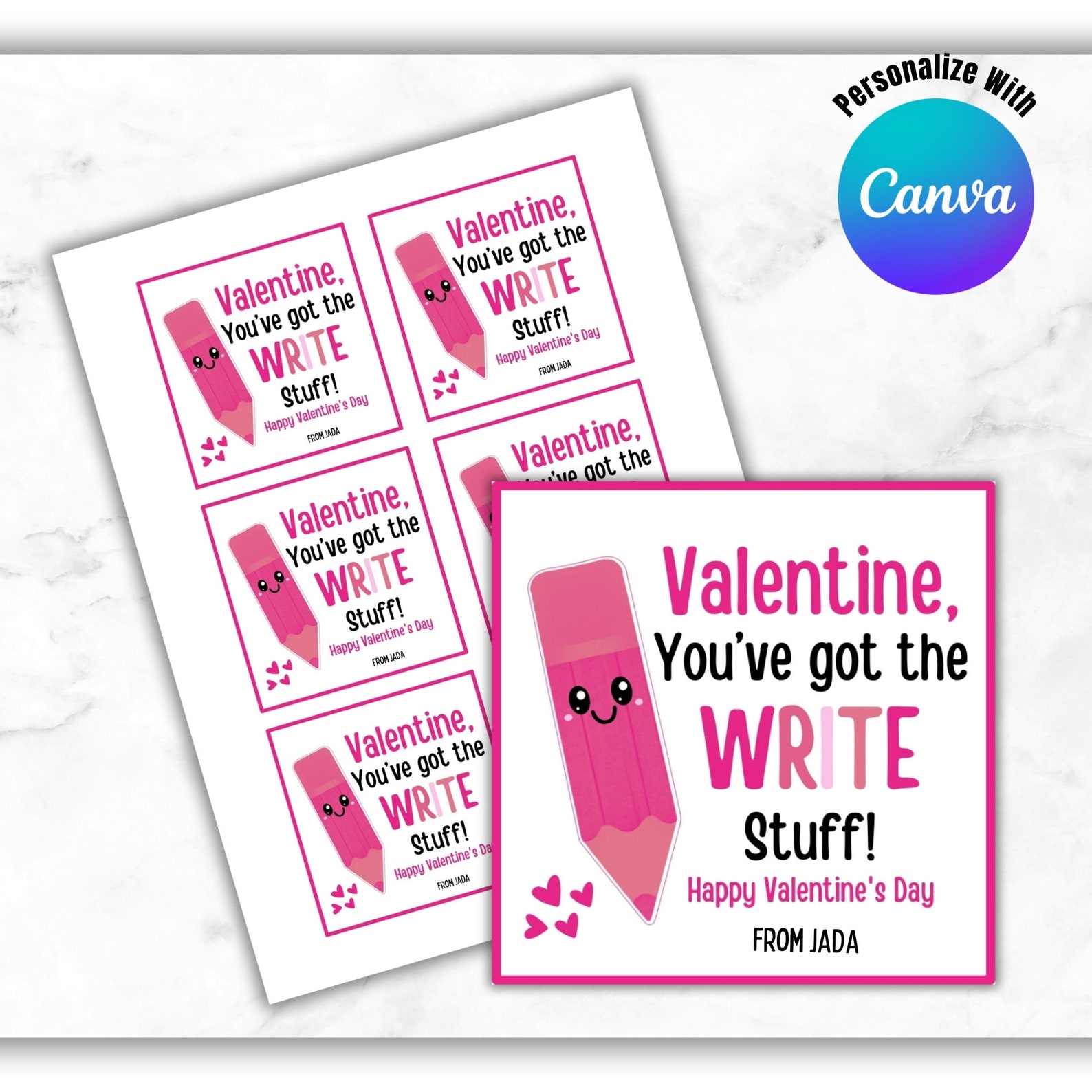 Write Valentine Printable Printable School Classroom Exchange Pencil ...