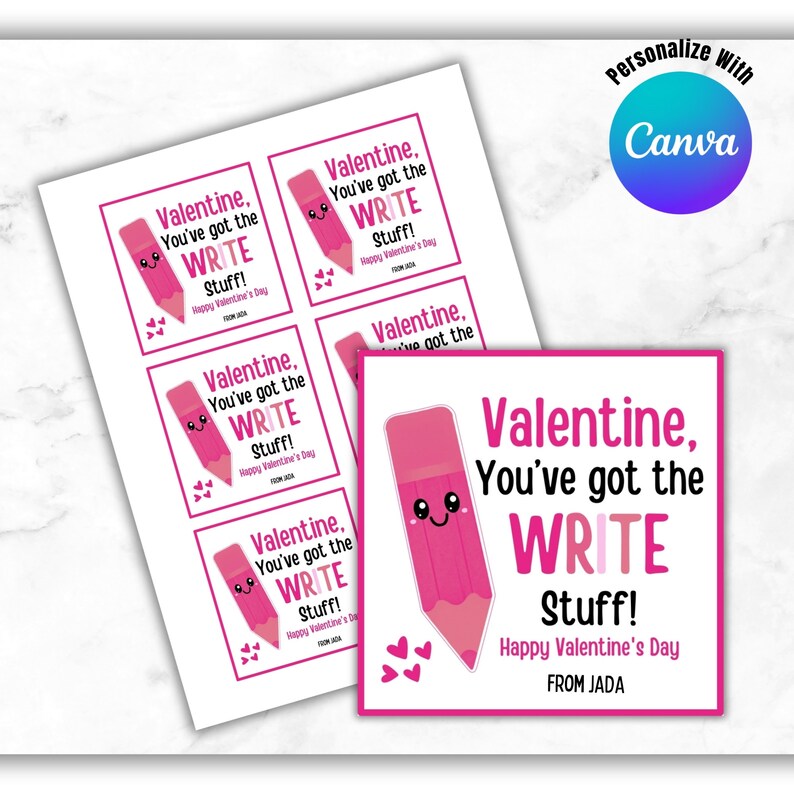 Write Valentine Printable Printable School Classroom Exchange Pencil ...