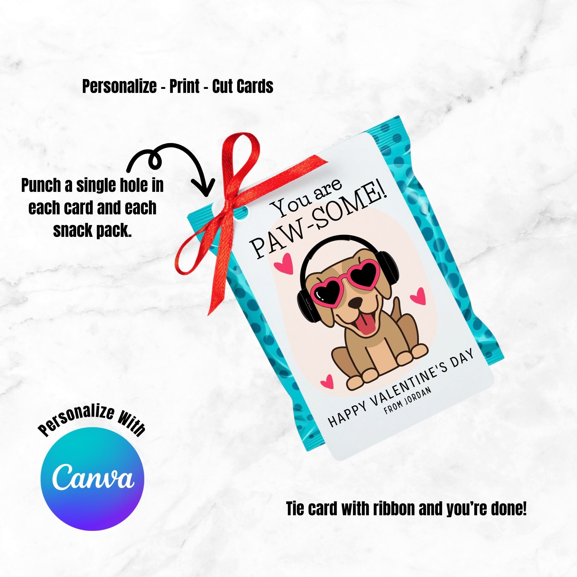 Printable Puppy Dog Valentine Cards Treat Gift Tags for Kids Classroom ...