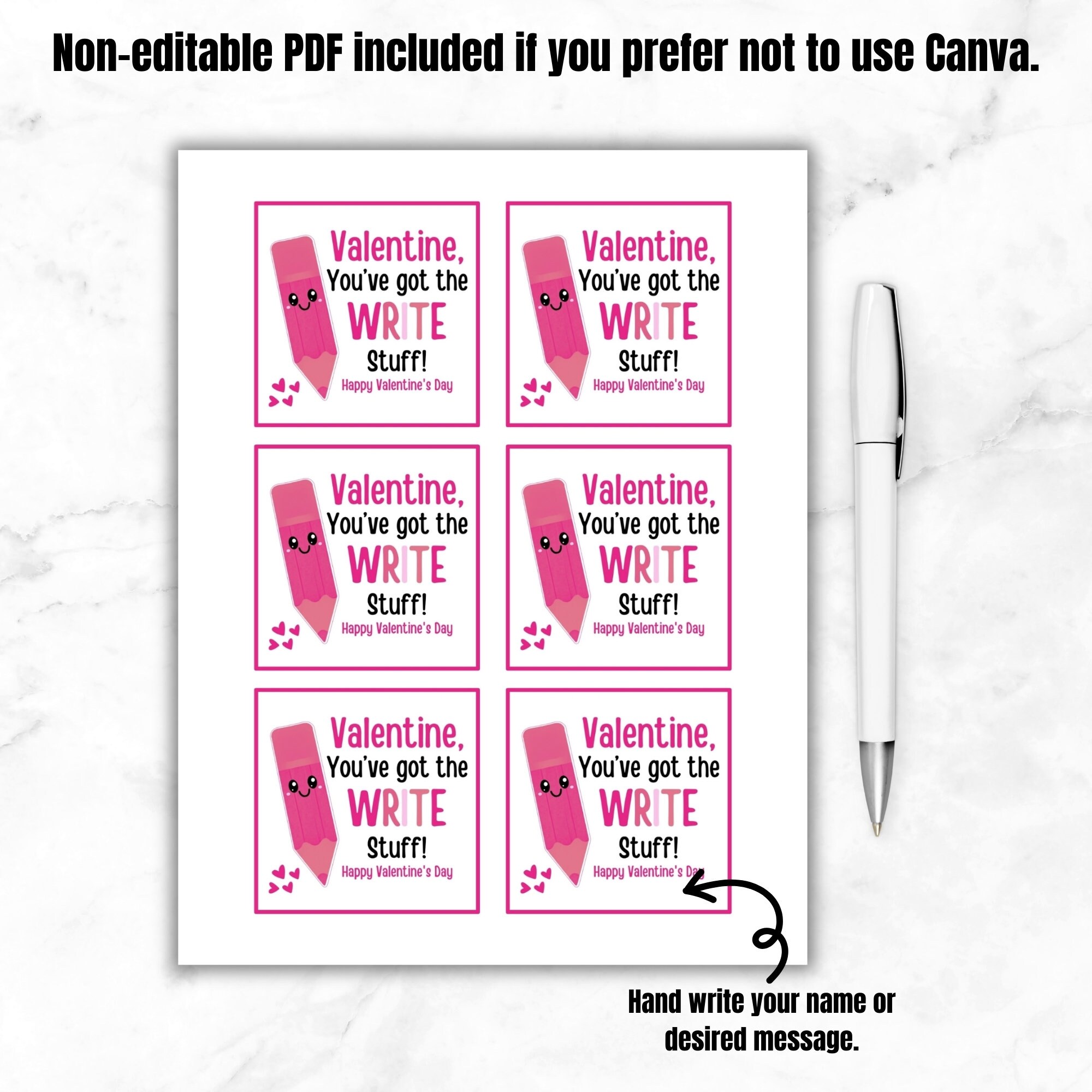 Write Valentine Printable Printable School Classroom Exchange Pencil ...