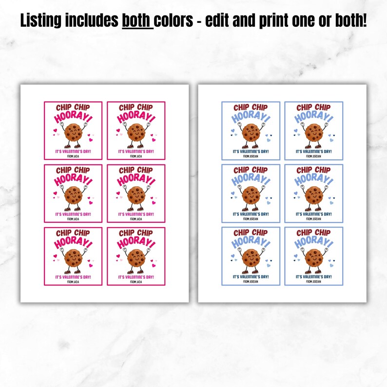 Valentine Printable Cards for Kids Cookie Tag School Classroom Exchange ...