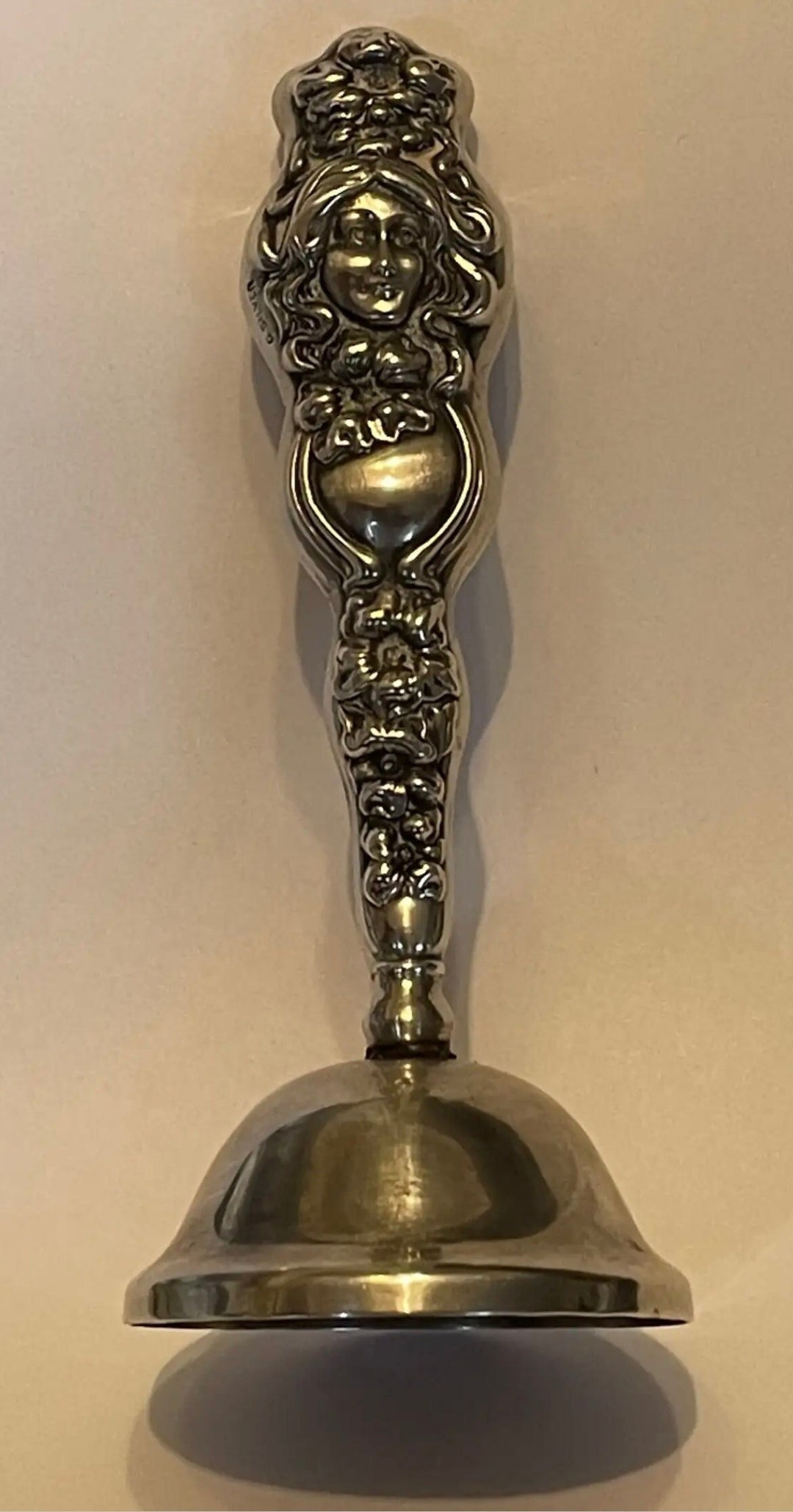 Rare Vintage Cast Sterling Silver Figural Female Dinner Bell With ...