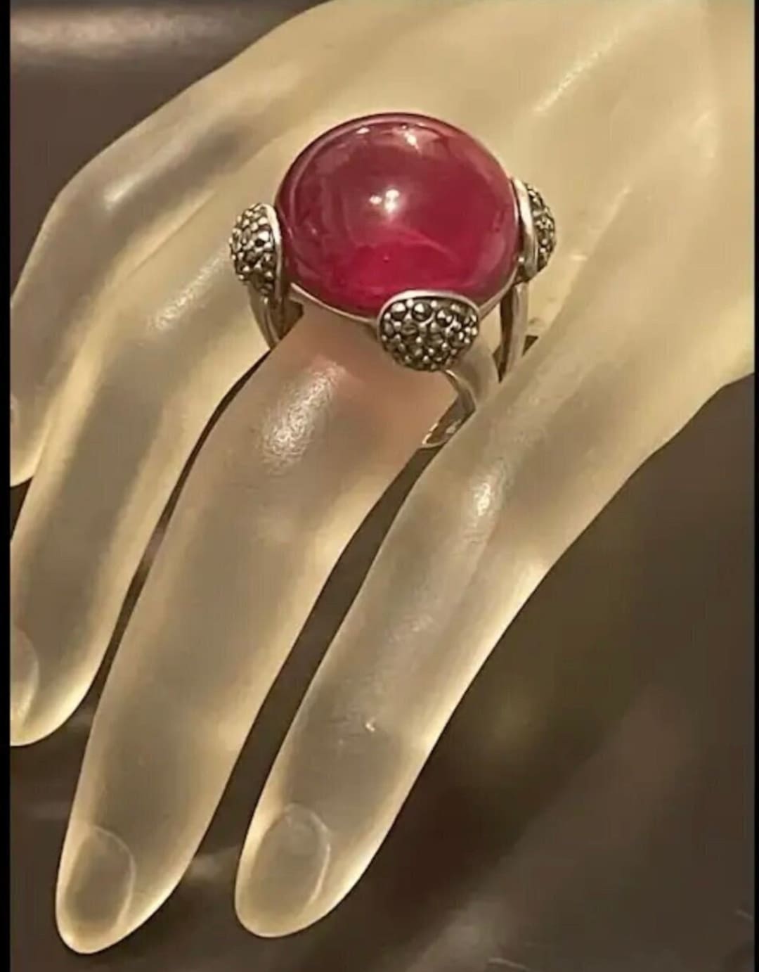 Rare Gorgeous Vintage Red Agate With Marcasite Sterling Silver ...