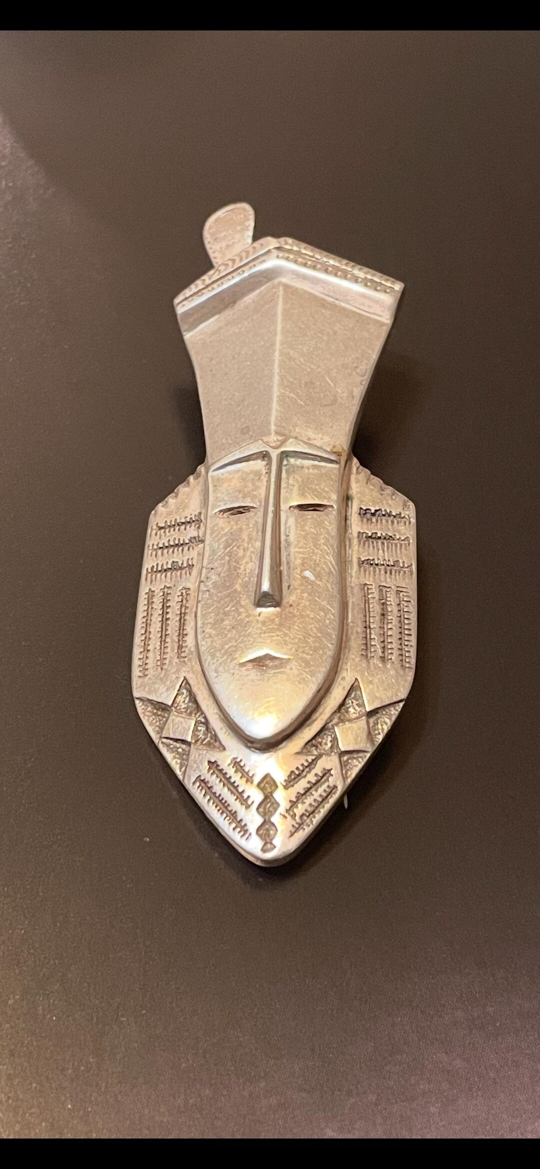 Rare Huge Vintage Mask Sterling Silver Brooch & Pendent With Fully ...