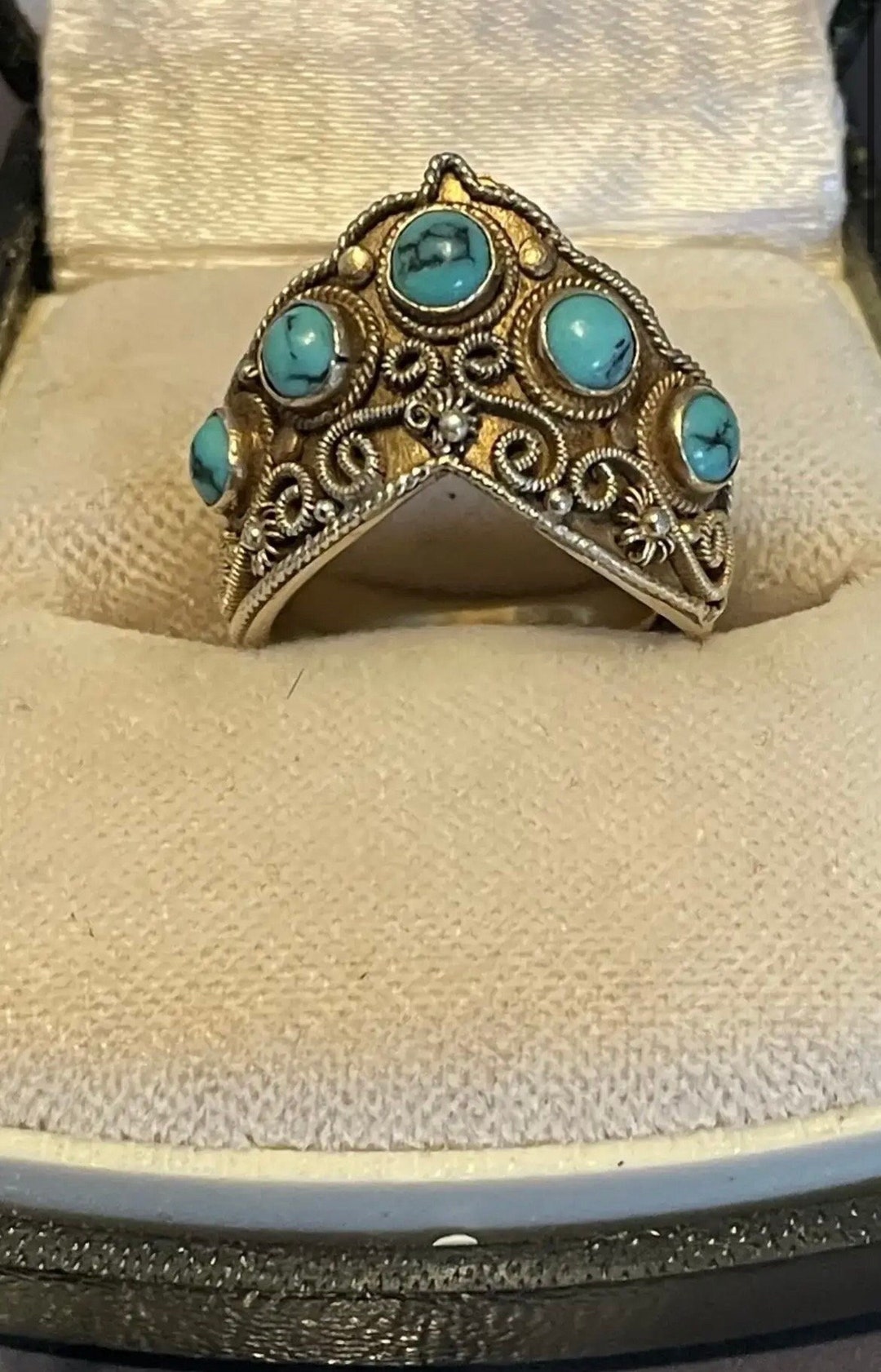 Rare Vintage Chinese Export Sterling Silver Crown With Genuine ...