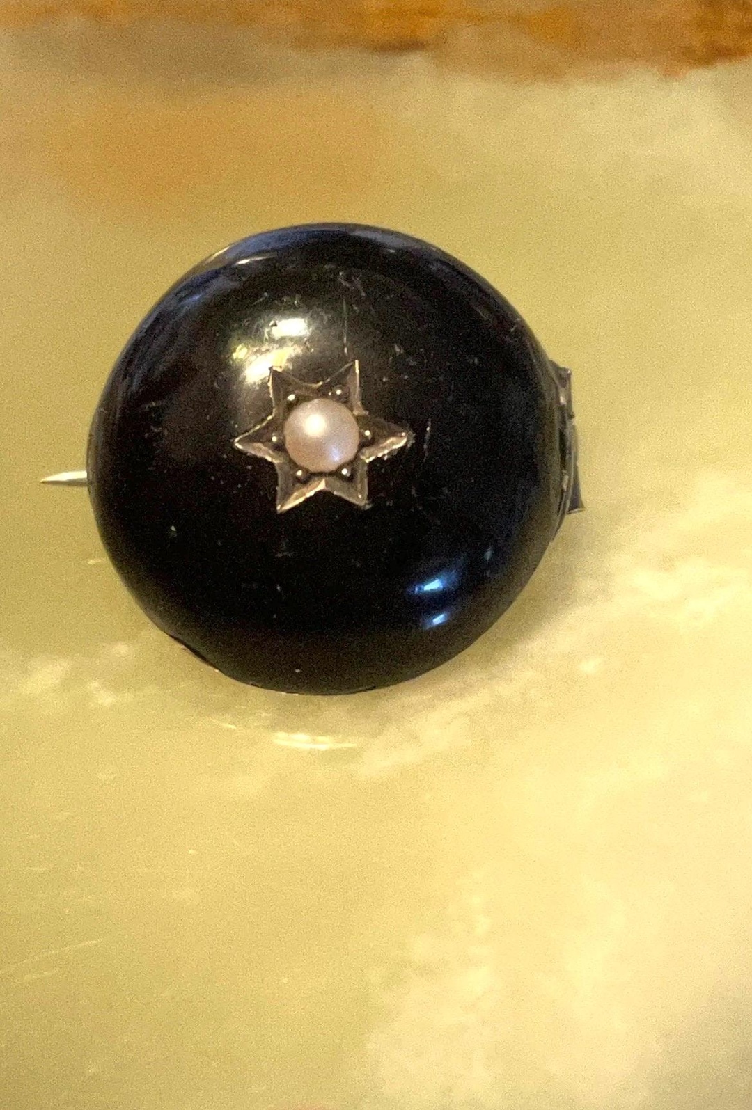 Victorian 14K Gold Whitby Jet With Seed Pearl Mourning Brooch - Etsy