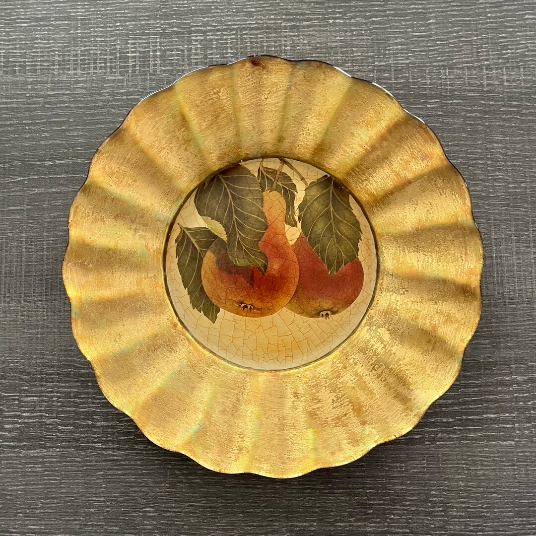 Vintage Lesley Roy 24k Small Gold Plate - 1929-2 9” Fluted Pears ...