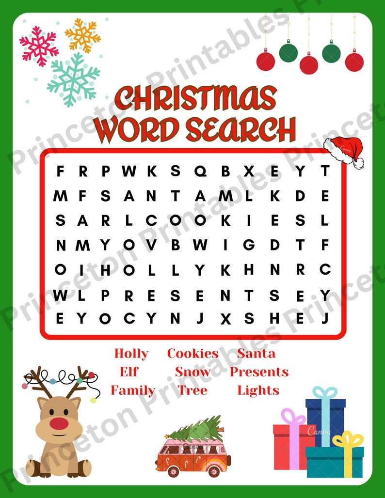 Easy Christmas Word Search for Kids - Etsy