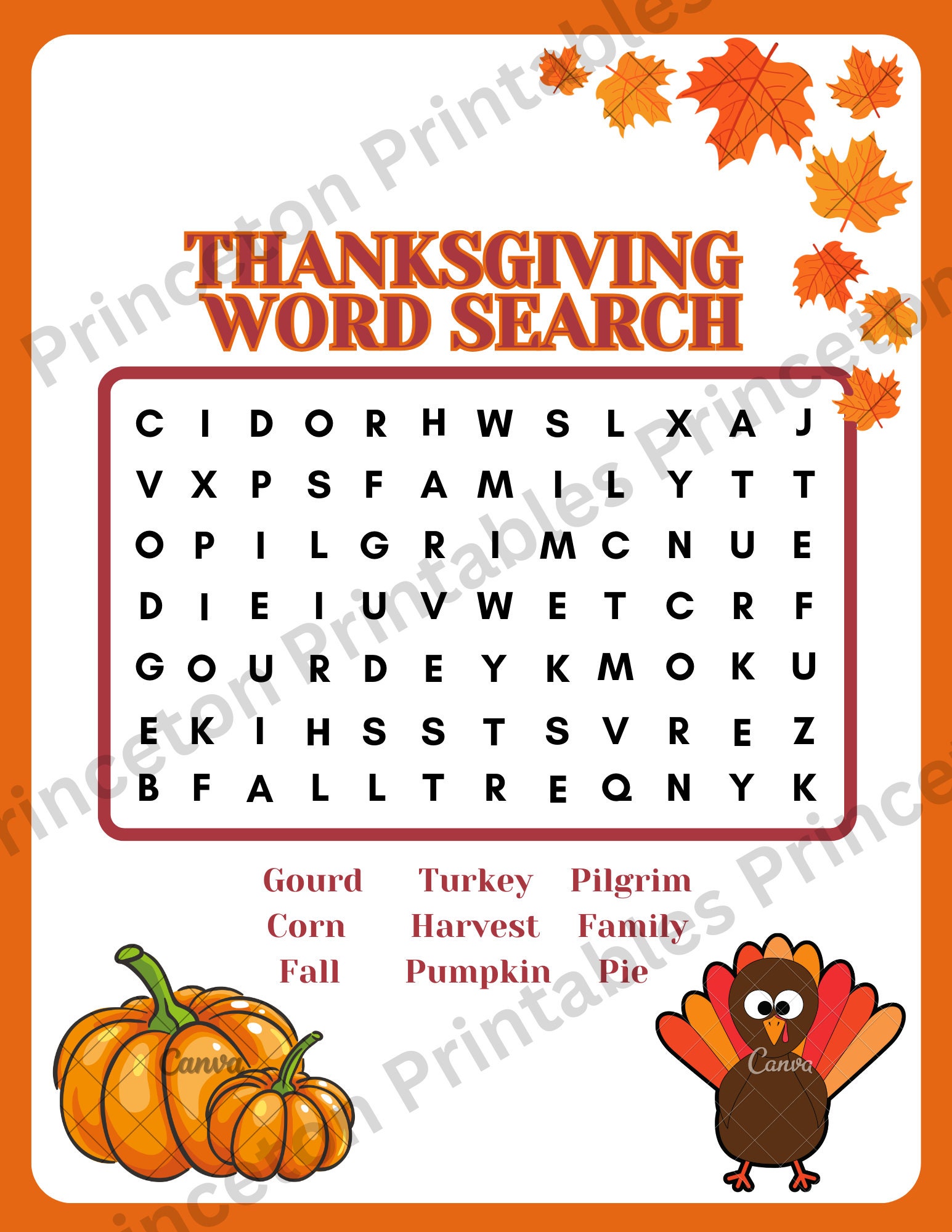 Easy Thanksgiving Word Search for Kids - Etsy