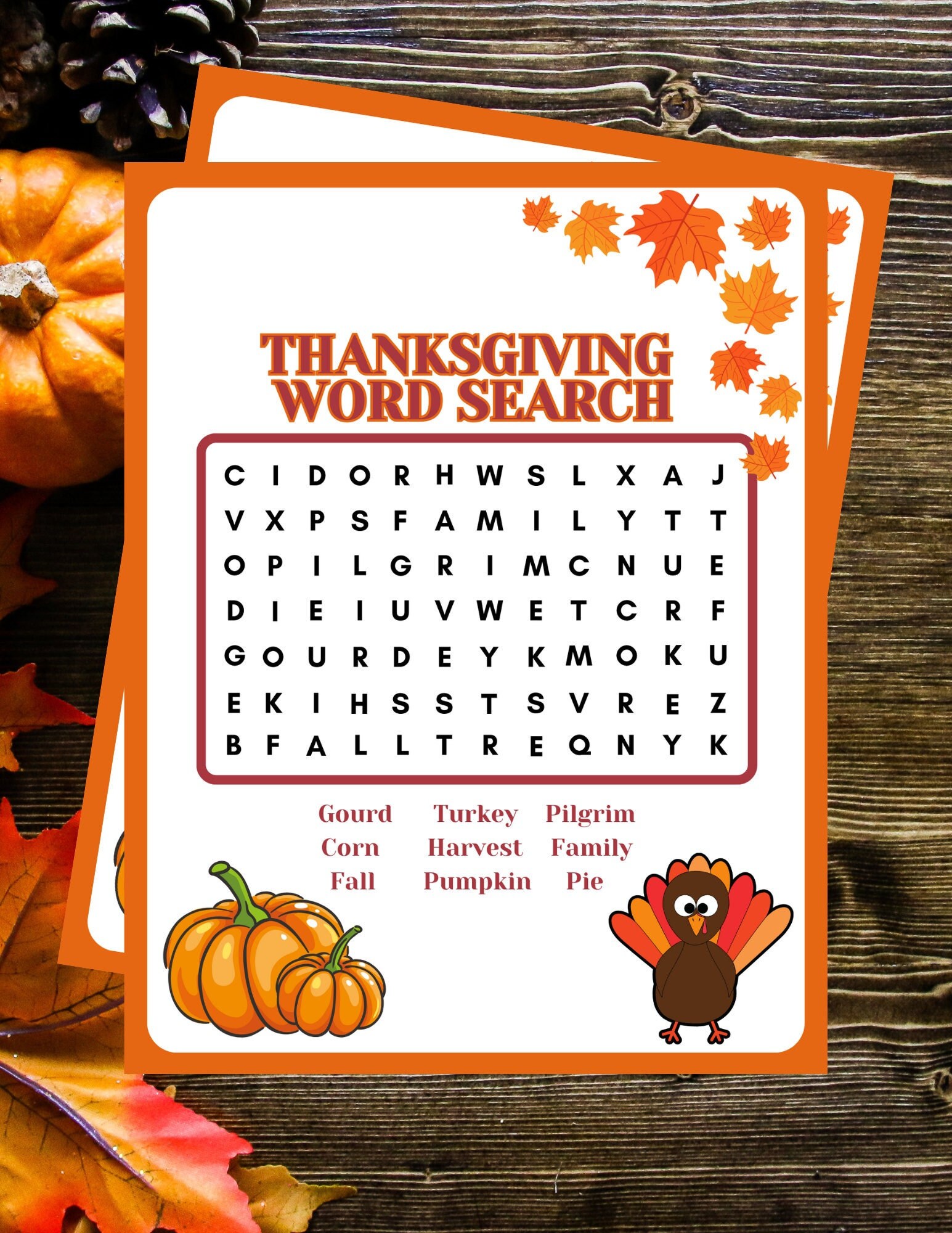 Easy Thanksgiving Word Search for Kids - Etsy