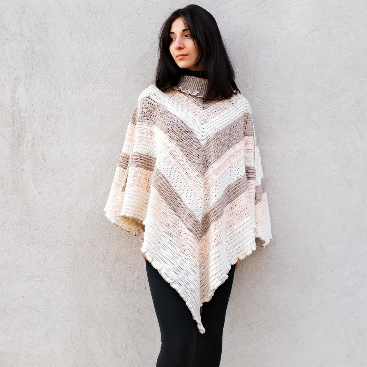 Ophelia Poncho, Crochet Pattern, Triangular Poncho, Double Faced Wrap ...