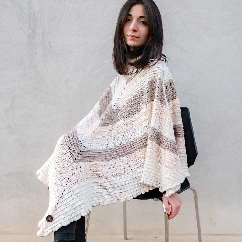 Ophelia Poncho, Crochet Pattern, Triangular Poncho, Double Faced Wrap ...