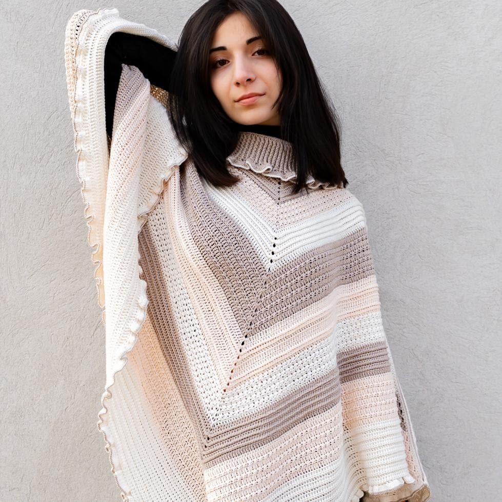 Ophelia Poncho, Crochet Pattern, Triangular Poncho, Double Faced Wrap ...