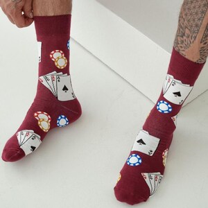 Poker Night Cards Lucky Men Socks, Funny Socks, Cozy Socks, Men Socks ...